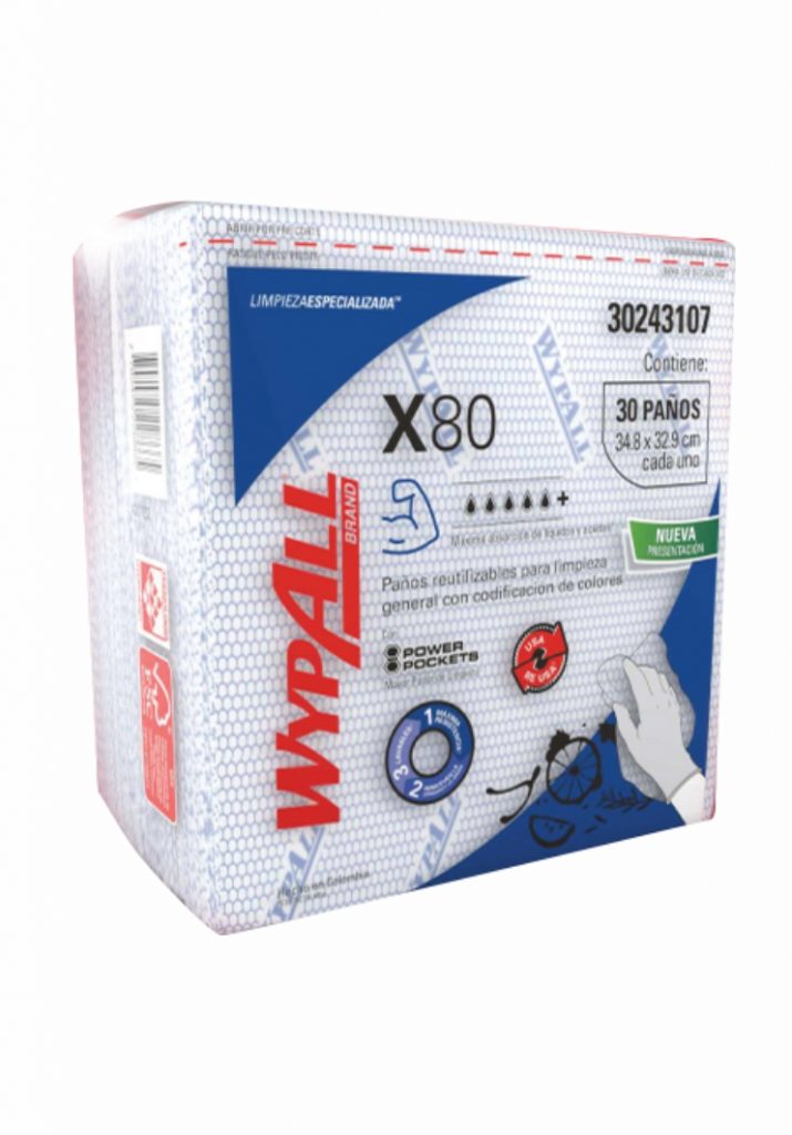 PAÑOS WYPALL X 80 AZUL PLUS CON POWER POCKETS | Metrografik SAS